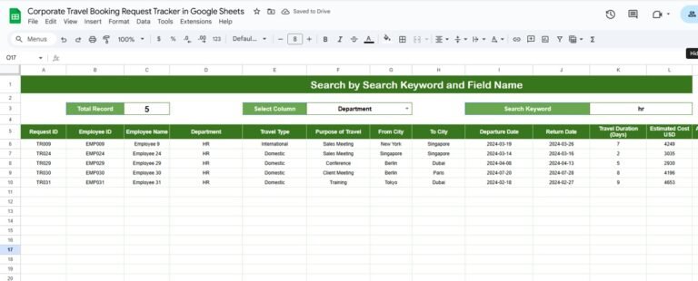 Corporate Travel Booking Request Tracker in Google Sheets - Next Gen ...