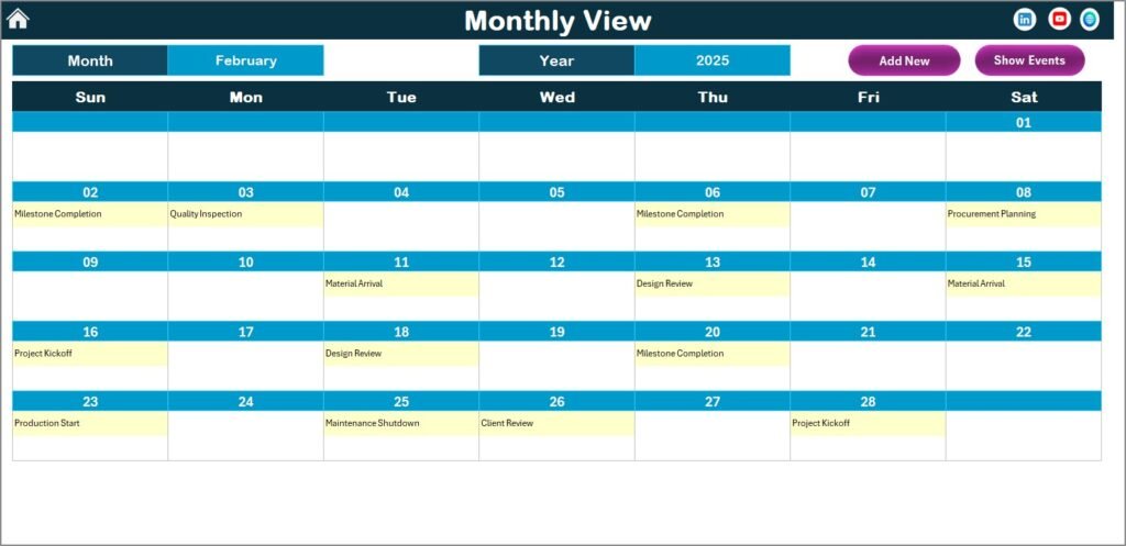 Manufacturing Project Calendar in Excel - Next Gen Templates