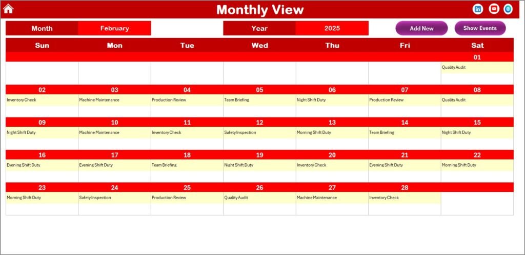 Manufacturing Staff Duty Calendar in Excel - Next Gen Templates