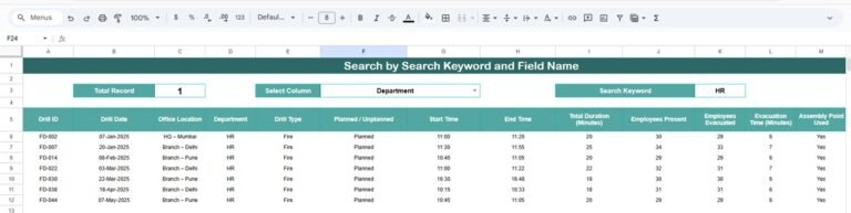 Office Fire Drill Log Tracker in Google Sheets - Next Gen Templates