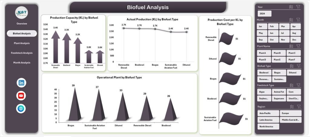 Biofuels Dashboard in Excel - Next Gen Templates