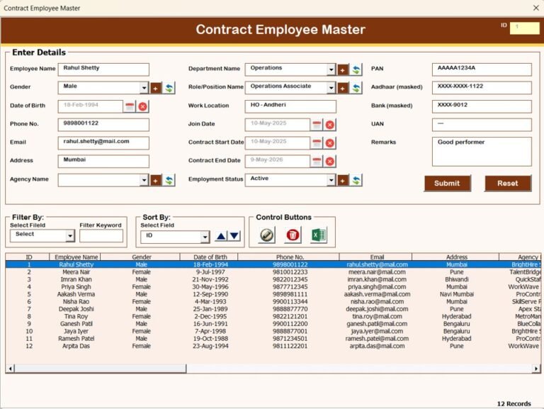 Contract Employee Management System V1.0 - Next Gen Templates