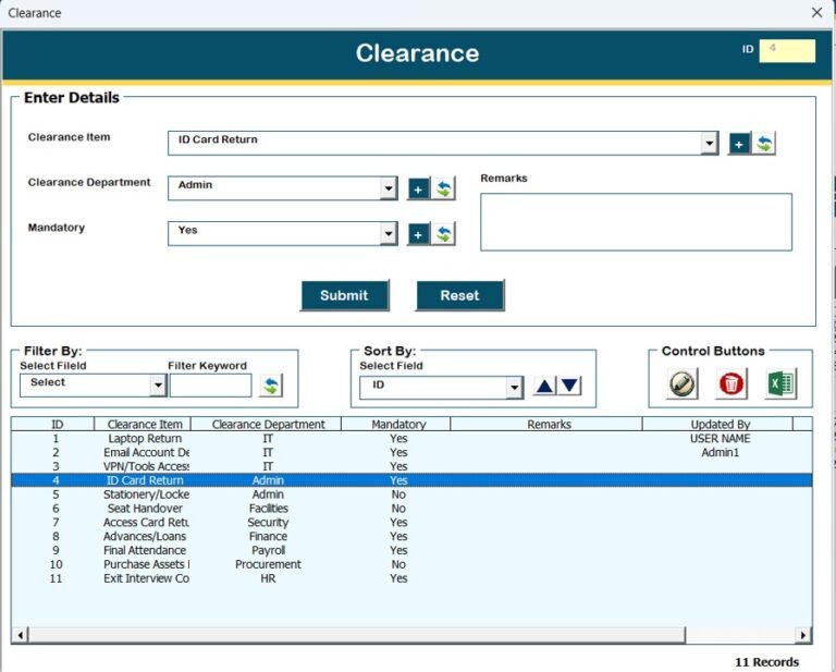 Employee Exit Management System V1.0 - Next Gen Templates