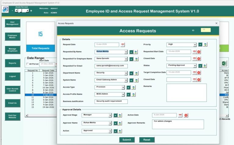 Employee ID & Access Request Management System V1.0 - Next Gen Templates