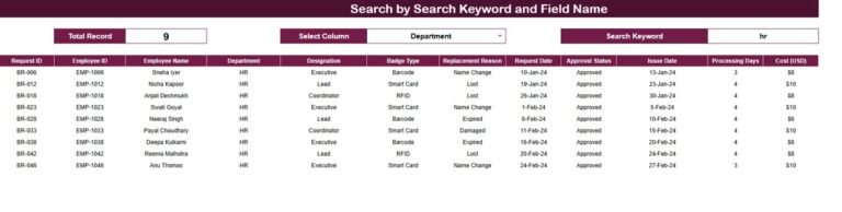 Employee ID Badge Replacement Tracker in Google Sheets - Next Gen Templates