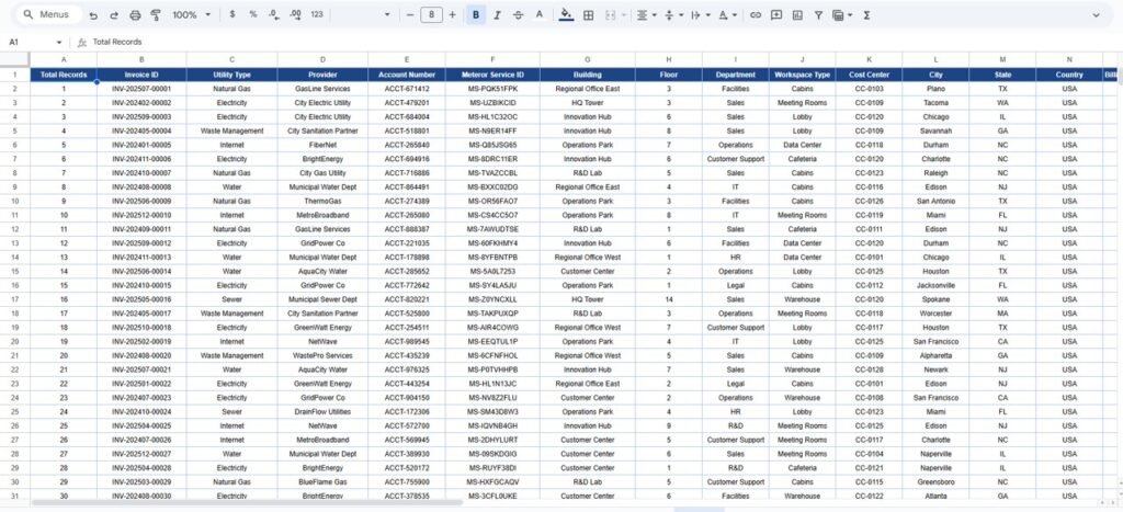 Office Utility Cost Dashboard in Google Sheets - Next Gen Templates