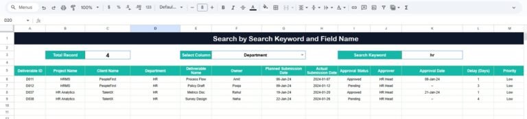 Project Deliverable Approval Tracker in Google Sheets - Next Gen Templates