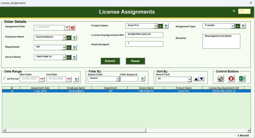 Software License Management System V1.0 - Next Gen Templates