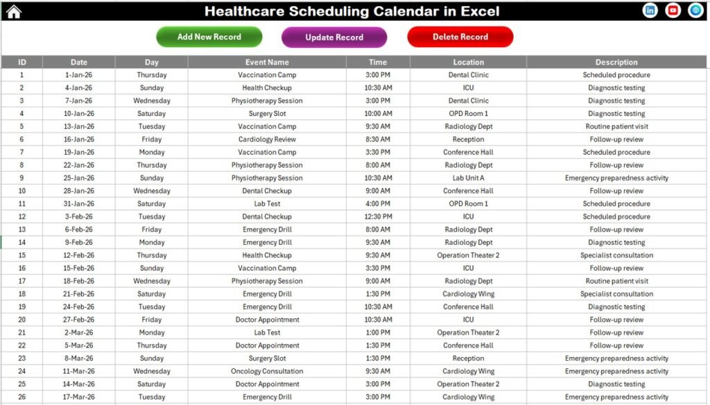 Healthcare Scheduling Calendar in Excel - Next Gen Templates