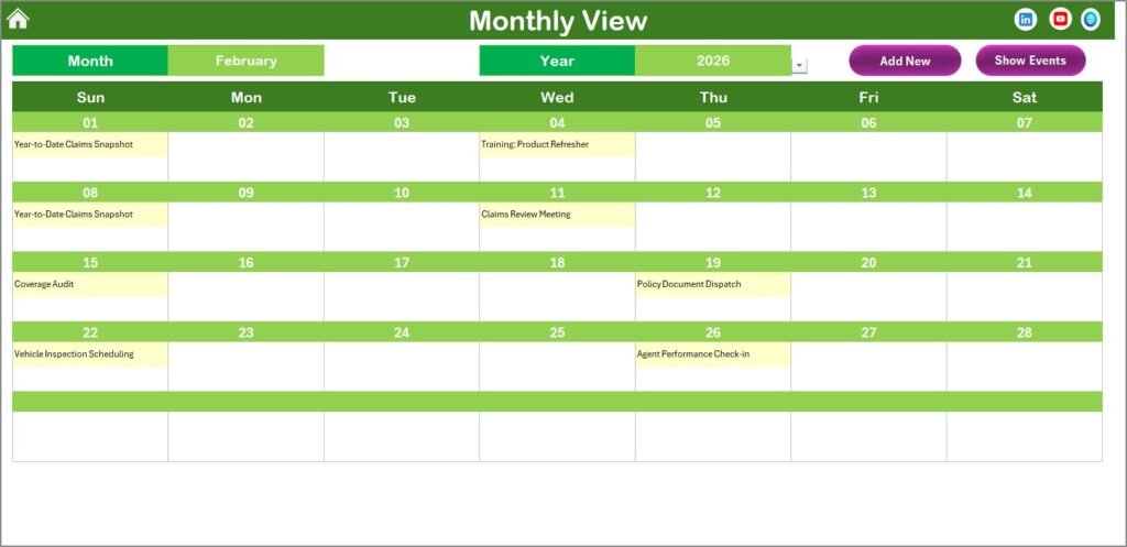 Insurance Task Calendar in Excel - Next Gen Templates