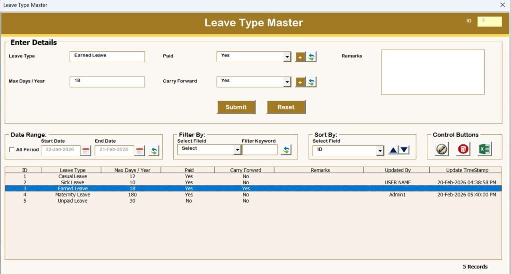 Leave Application Management System V1.0 - Next Gen Templates
