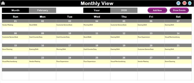 Retail Staff Duty Calendar in Excel - Next Gen Templates