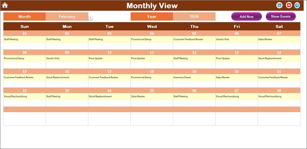 Retail Task Calendar in Excel - Next Gen Templates