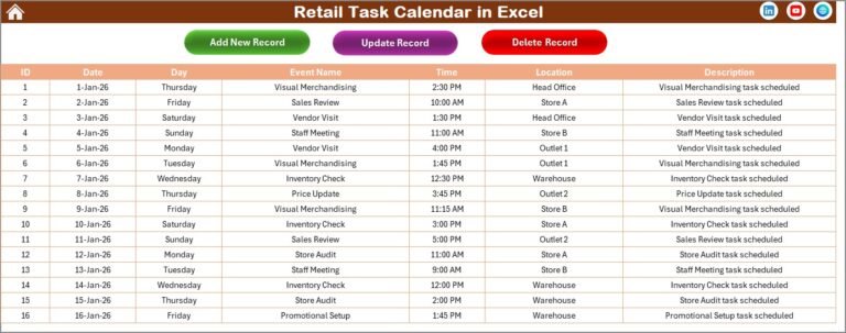 Retail Task Calendar in Excel - Next Gen Templates