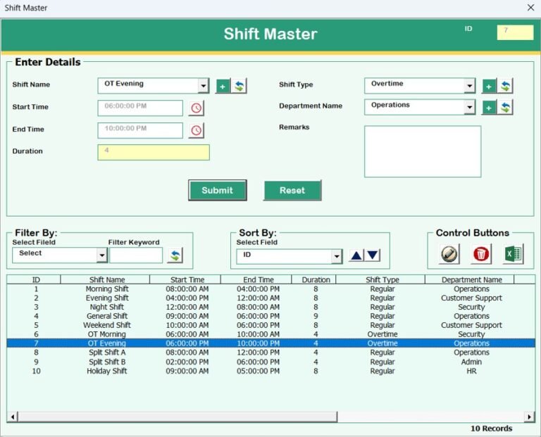 Shift Scheduling Management System V1.0 - Next Gen Templates