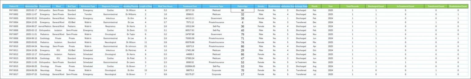 Hospital Patient Flow Dashboard in Excel - Next Gen Templates