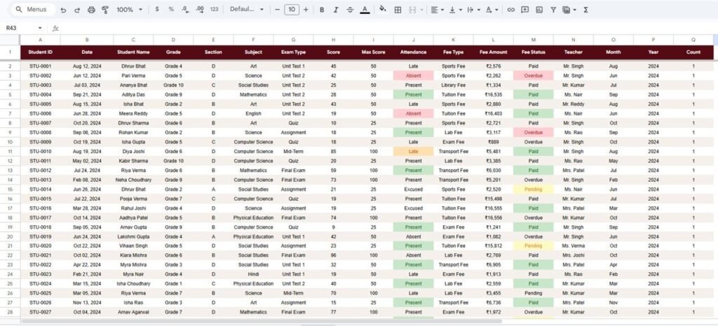 School Admin Dashboard in Google Sheets - Next Gen Templates