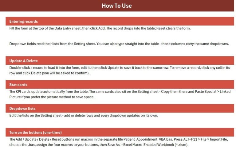 Patient Appointment Data Entry System in Excel - Next Gen Templates