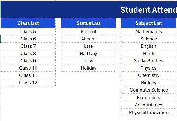 Student Attendance Data Entry System in Excel - Next Gen Templates